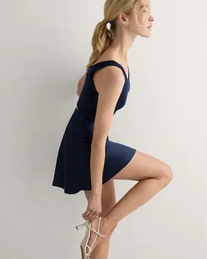 Quince Silk Mini Skirt - Navy