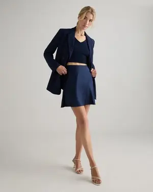 Quince Silk Mini Skirt - Navy