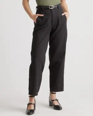 Quince Organic Stretch Cotton Twill Barrel Pants - Black