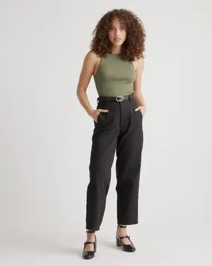 Quince Organic Stretch Cotton Twill Barrel Pants - Black