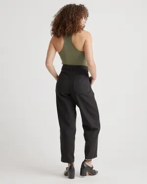 Quince Organic Stretch Cotton Twill Barrel Pants - Black