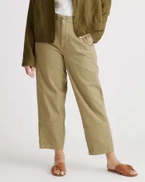 Quince Organic Stretch Cotton Twill Barrel Pants - Olive