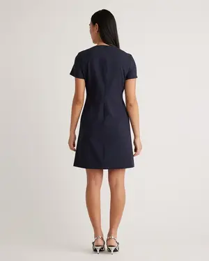 Quince Italian Wool Short Sleeve Dress - Navy