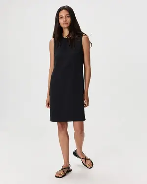 Quince Fluid Crepe Sleeveless Shift Dress - Black