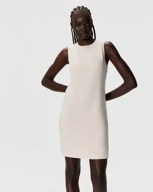 Quince Fluid Crepe Sleeveless Shift Dress - Sand