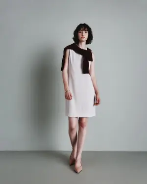 Quince Fluid Crepe Sleeveless Shift Dress - Sand