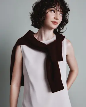 Quince Fluid Crepe Sleeveless Shift Dress - Sand