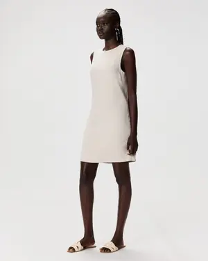 Quince Fluid Crepe Sleeveless Shift Dress - Sand