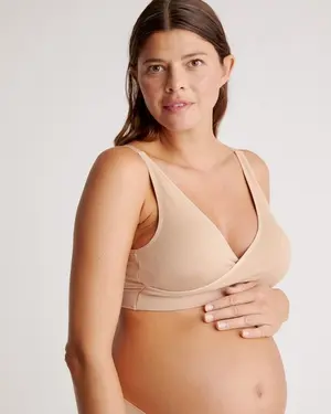 Quince Seamless Crossover Nursing & Lounge Bra - Sand