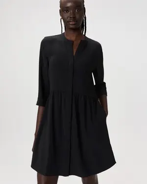 Quince Fluid Crepe Shirt Dress