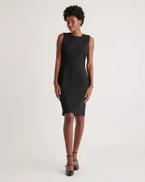 Quince Ultra-stretch Ponte Sleeveless Dress - Black