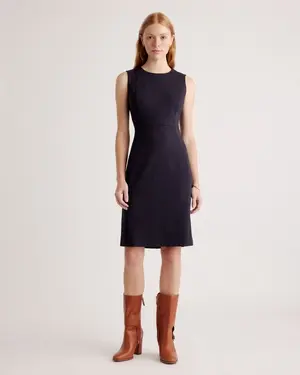 Quince Ultra-stretch Ponte Sleeveless Dress - Navy