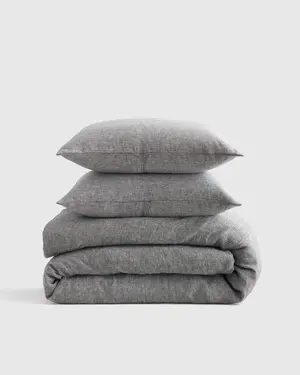 Quince European Linen Chambray Duvet Cover Set Charcoal