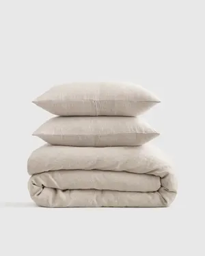 Quince European Linen Chambray Duvet Cover Set - Natural