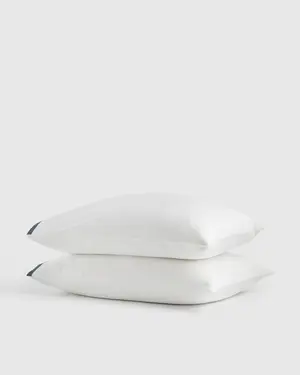 Quince Luxury Organic Sateen Border Pillowcase Set - White/nightfall