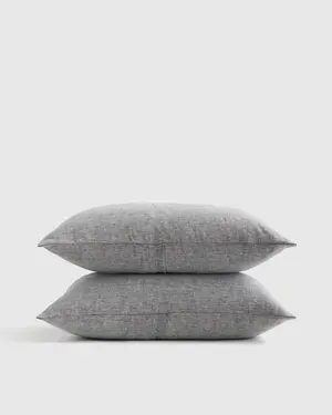 Quince European Linen Chambray Sham Set - Charcoal