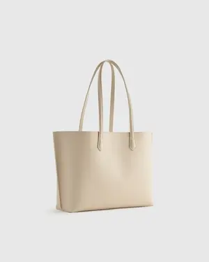 Quince Italian Leather Triple Compartment Shopper Tote - Soft Ivory