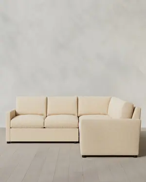 Quince Brennan L Sectional In Performance Chenille Linen Blend - Eggshell