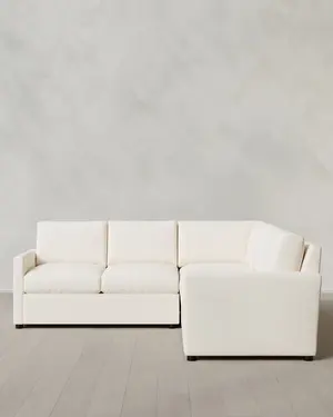 Quince Brennan L Sectional In Performance Chenille Linen Blend - Marshmallow