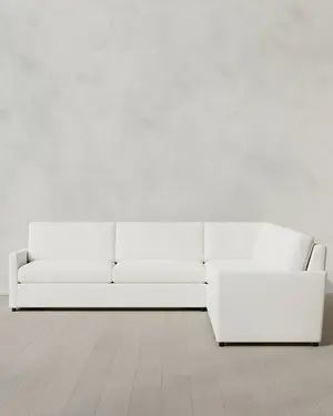 Quince Brennan L Sectional In Performance Chenille Linen Blend - Marshmallow