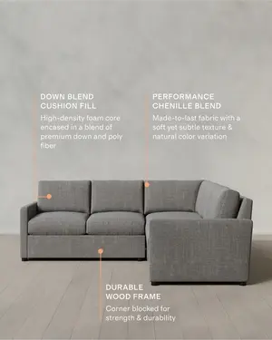 Quince Brennan L Sectional In Performance Chenille Linen Blend - Slate