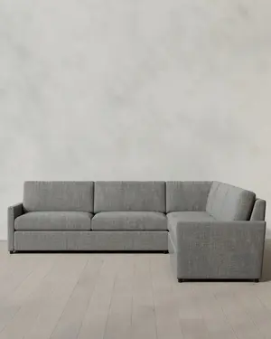 Quince Brennan L Sectional In Performance Chenille Linen Blend - Slate