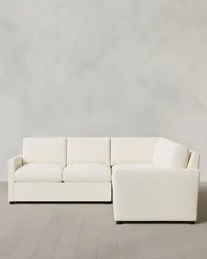 Quince Brennan L Sectional In Performance Chenille Linen Blend - Snow