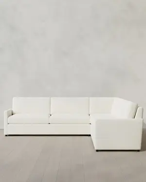 Quince Brennan L Sectional In Performance Chenille Linen Blend - Snow