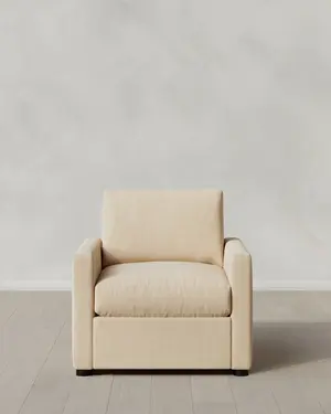 Quince Brennan Accent Chair In Performance Chenille Linen Blend - Eggshell