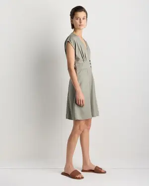 Quince Tencel Button Front Dress - Olive
