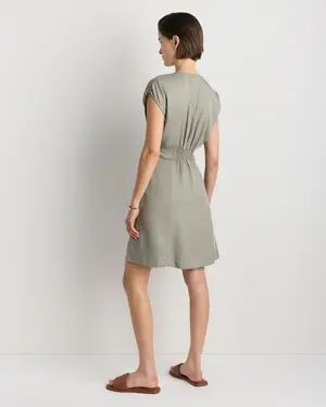 Quince Tencel Button Front Dress - Olive