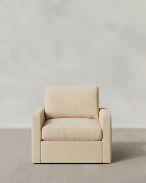 Quince Brennan Swivel Chair In Performance Chenille Linen Blend - Eggshell