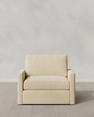 Quince Brennan Swivel Chair In Performance Chenille Linen Blend - Eggshell