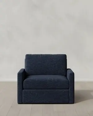 Quince Brennan Swivel Chair In Performance Chenille Linen Blend - Ink