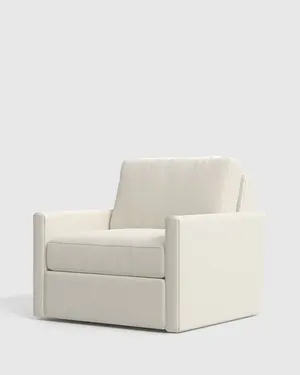 Quince Brennan Swivel Chair In Performance Chenille Linen Blend - Ink