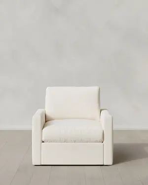 Quince Brennan Swivel Chair In Performance Chenille Linen Blend - Marshmallow