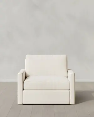 Quince Brennan Swivel Chair In Performance Chenille Linen Blend - Marshmallow