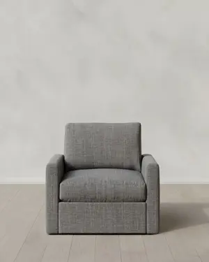 Quince Brennan Swivel Chair In Performance Chenille Linen Blend Slate