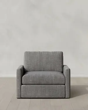 Quince Brennan Swivel Chair In Performance Chenille Linen Blend - Slate