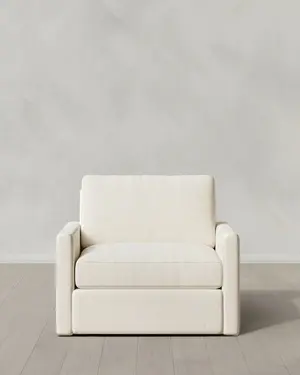 Quince Brennan Swivel Chair In Performance Chenille Linen Blend - Snow