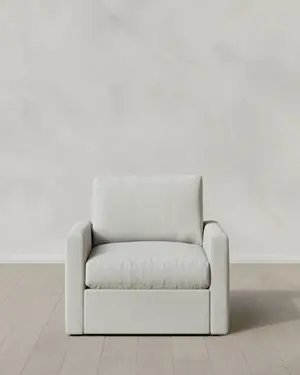 Quince Brennan Swivel Chair In Performance Chenille Linen Blend - Sorrell