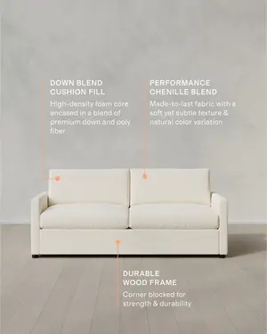 Quince Brennan Sofa In Performance Chenille Linen Blend - Snow