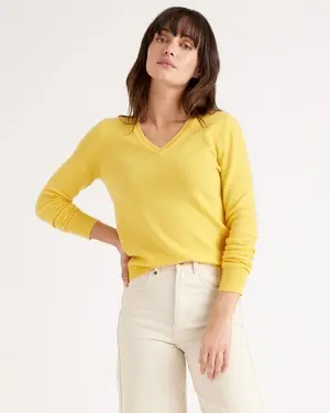 Quince Quince Cashmere V-Neck Sweater Daffodil