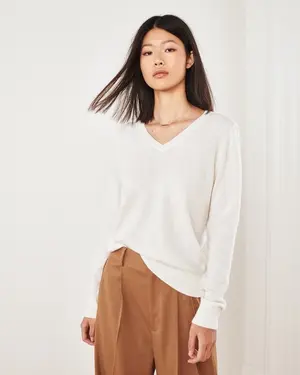Quince Quince Cashmere V-Neck Sweater Ivory