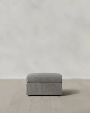 Quince Brennan Ottoman In Performance Chenille Linen Blend - Slate