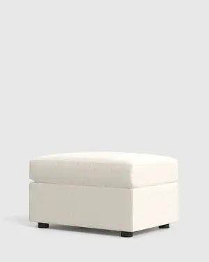Quince Brennan Ottoman In Performance Chenille Linen Blend - Snow