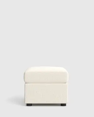 Quince Brennan Ottoman In Performance Chenille Linen Blend - Snow