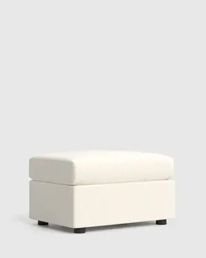 Quince Brennan Ottoman In Performance Chenille Linen Blend - Snow