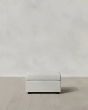 Quince Brennan Ottoman In Performance Chenille Linen Blend - Sorrell