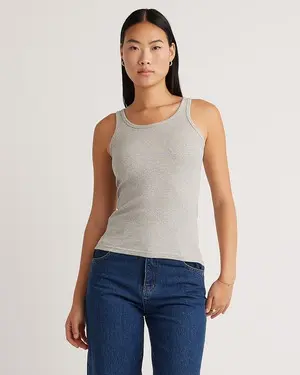 Quince Organic Cotton Micro-ribbed Tank Top - Heather Grey